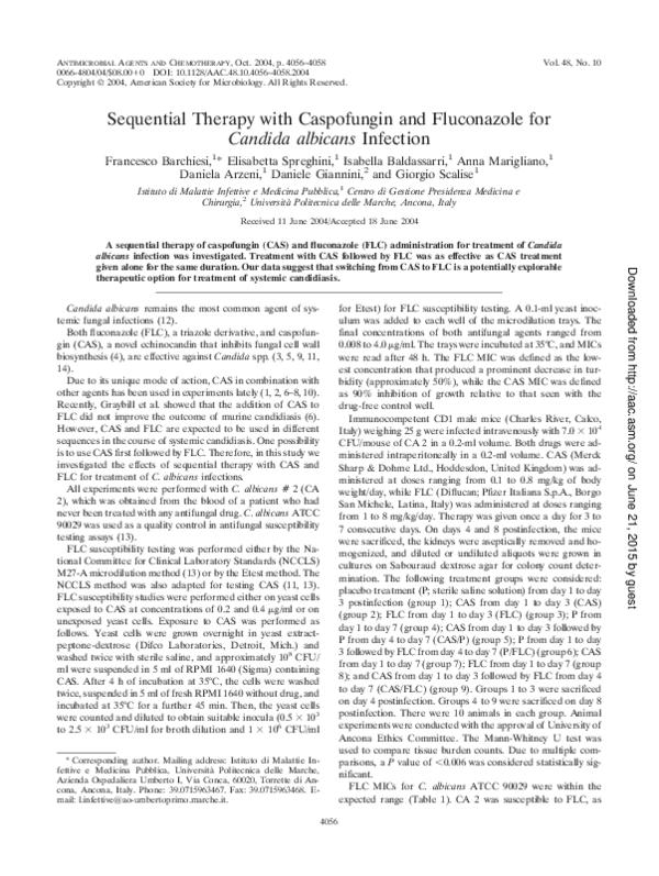 (PDF) Sequential Therapy with Caspofungin and Fluconazole for Candida ...