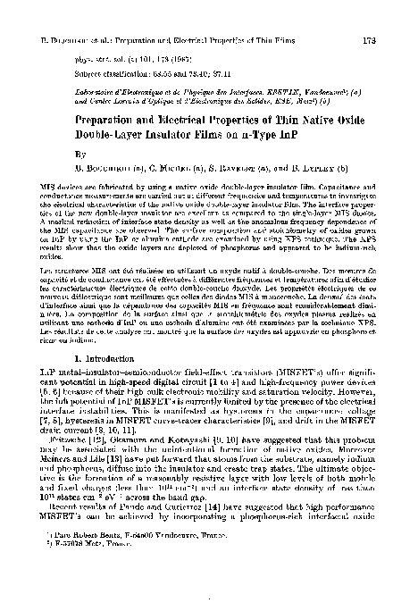 (PDF) Preparation and electrical properties of thin native oxide double ...