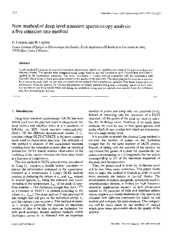 (PDF) New method of deep level transient spectroscopy analysis: a five ...