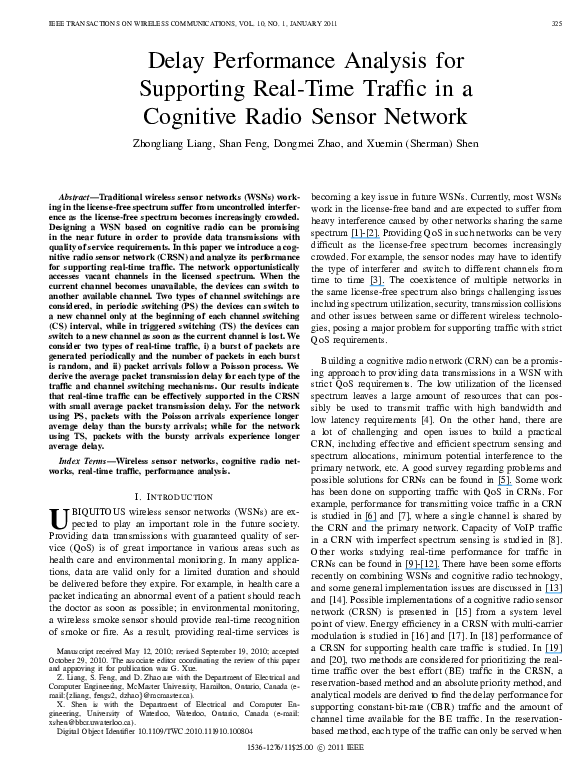 (PDF) Delay Performance Analysis for Supporting Real-Time Traffic in a Cognitive Radio Sensor ...