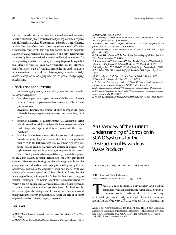 (PDF) An overview of the current understanding of corrosion in SCWO ...