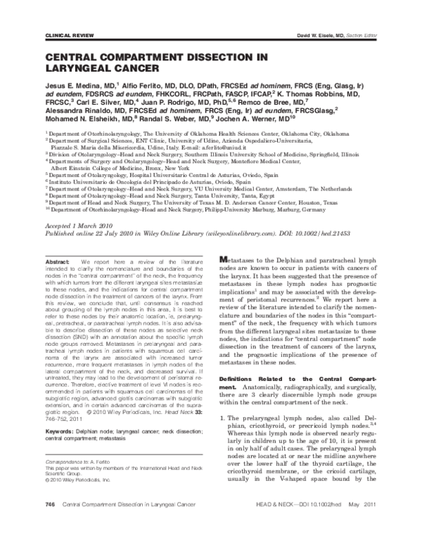 (PDF) Central compartment dissection in laryngeal cancer