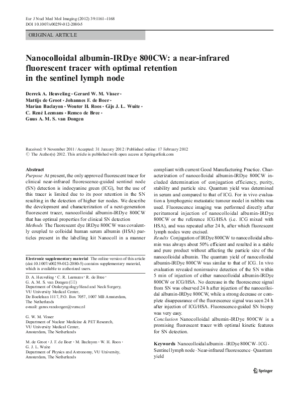 (PDF) Comparing the Hybrid Fluorescent-Radioactive Tracer Indocyanine ...