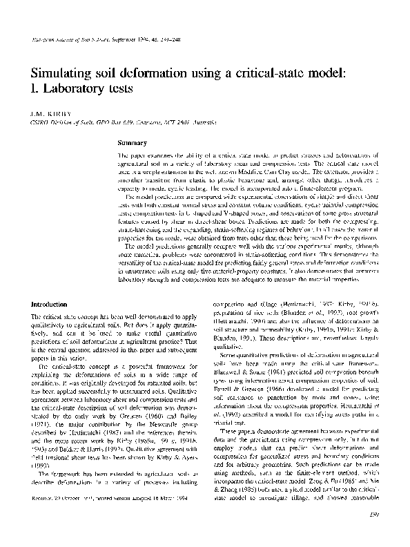 (PDF) Simulating soil deformation using a critical-state model: I ...