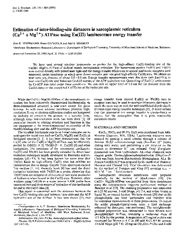 (PDF) Estimation of inter-binding-site distances in sarcoplasmic ...