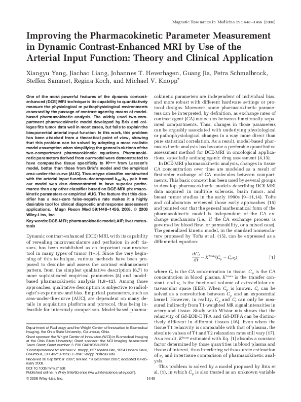 (PDF) Improving the pharmacokinetic parameter measurement in dynamic contrast-enhanced MRI by ...