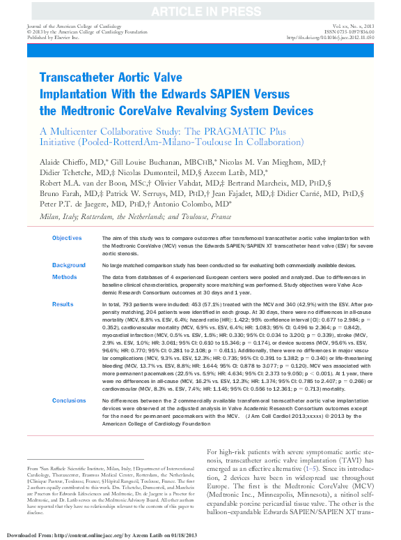 (PDF) Trans catheter aortic valve implantation with core valve ...