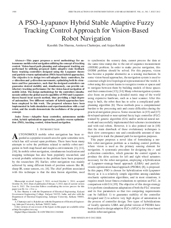 (PDF) A PSO–Lyapunov Hybrid Stable Adaptive Fuzzy Tracking Control Approach for Vision-Based ...