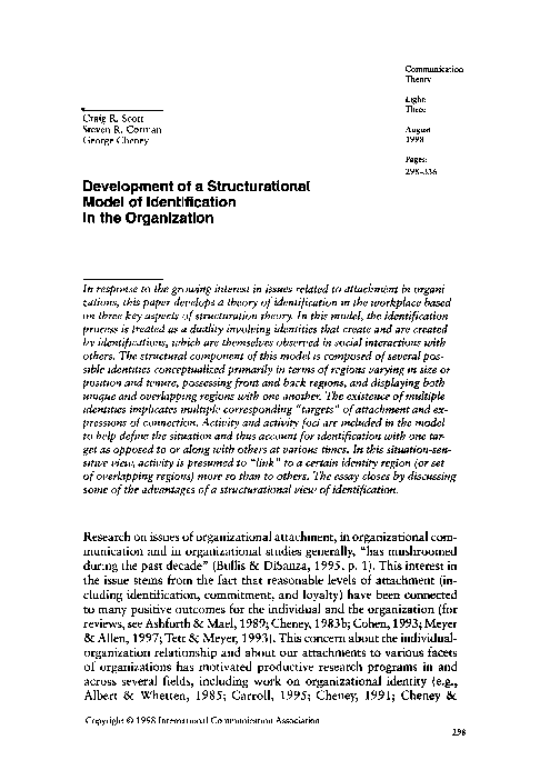 (PDF) Development of a Structurational Model of Identification in the ...