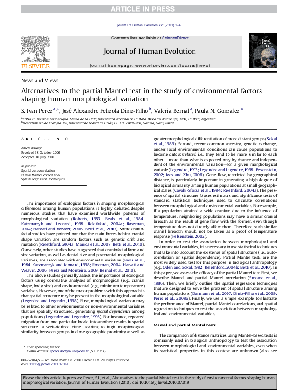 (PDF) Alternatives to the partial Mantel test in the study of ...