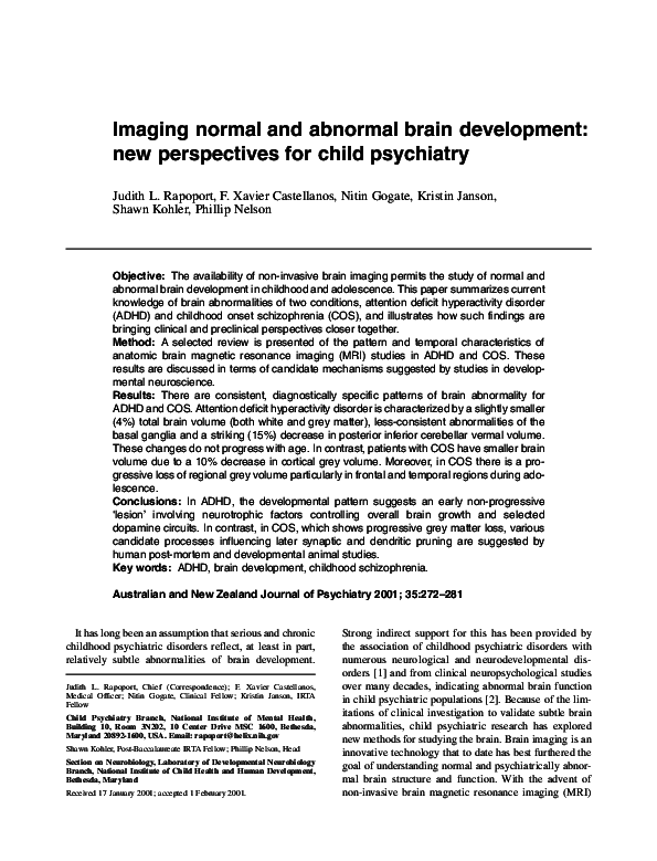 (PDF) Imaging normal and abnormal brain development: new perspectives ...