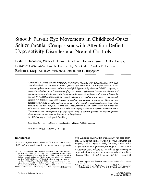 (PDF) Smooth pursuit eye movements in childhood-onset schizophrenia ...