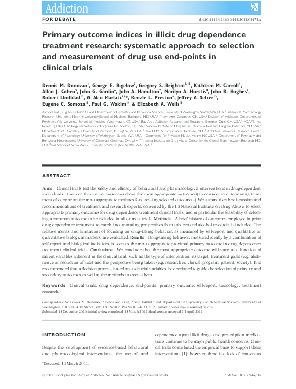 (PDF) Primary outcome indices in illicit drug dependence treatment ...