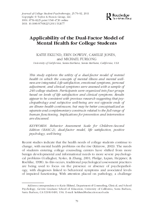(PDF) Applicability of the Dual-Factor Model of Mental Health for ...
