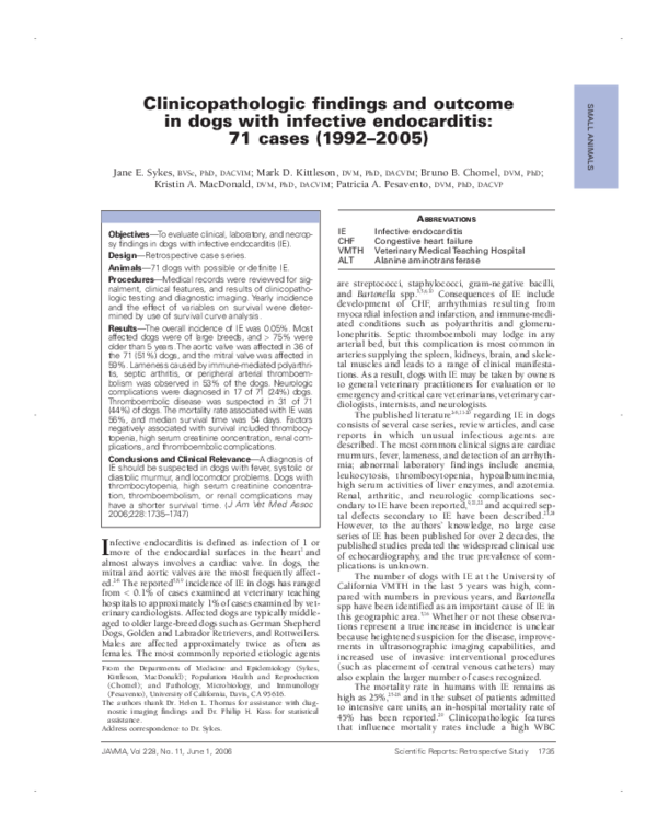(PDF) Clinicopathologic findings and outcome in dogs with infective ...