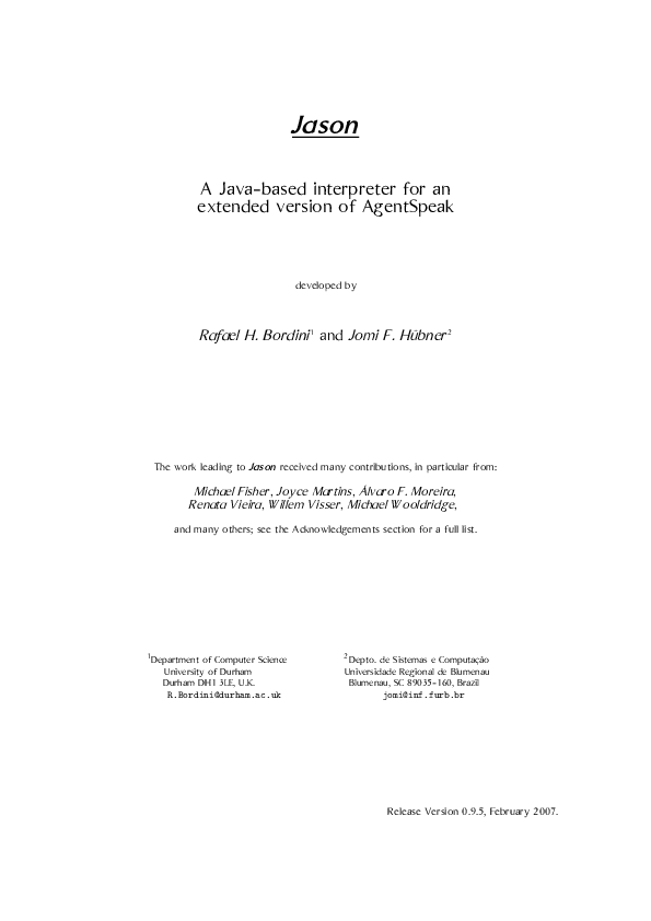 (PDF) A Java-based interpreter for an extended version of AgentSpeak