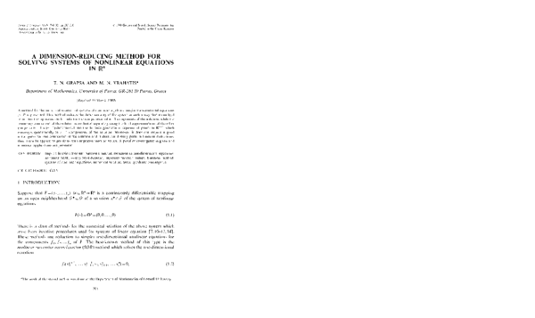 Pdf A Dimension Reducing Method For Solving Systems Of Nonlinear Equations In Theodoula