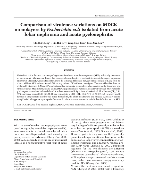 (PDF) Comparison of virulence variations on MDCK monolayers by ...