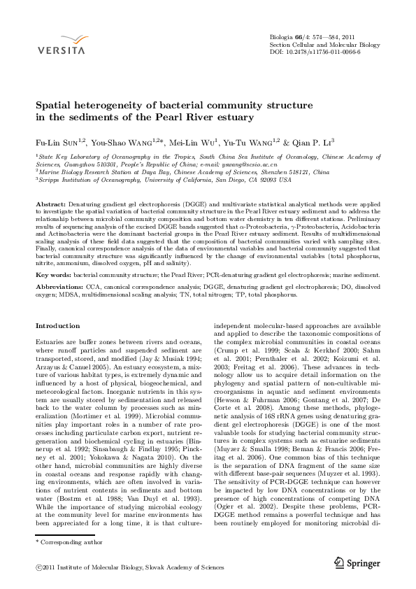 (PDF) Spatial heterogeneity of bacterial community structure in the ...