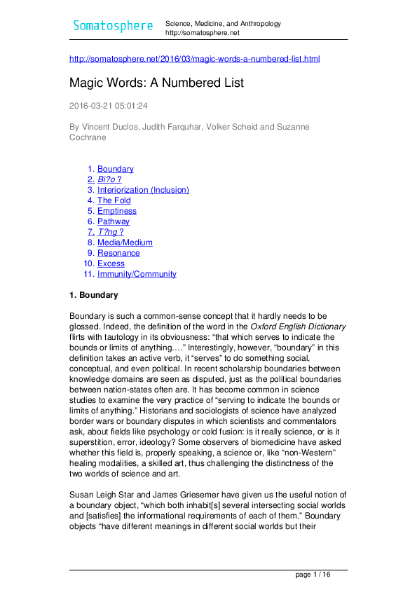 Magic Words: A Numbered List
