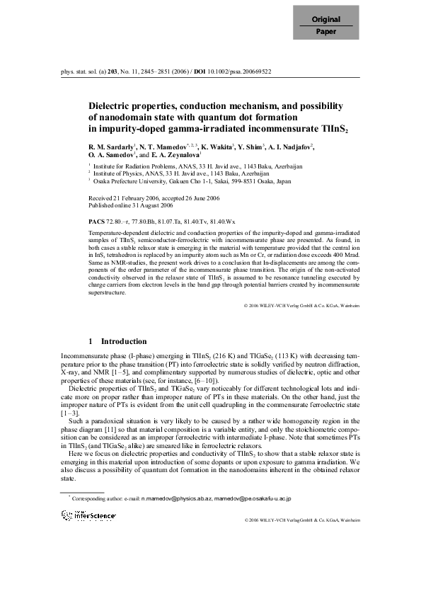 (PDF) Dielectric properties, conduction mechanism, and possibility of nanodomain state with ...