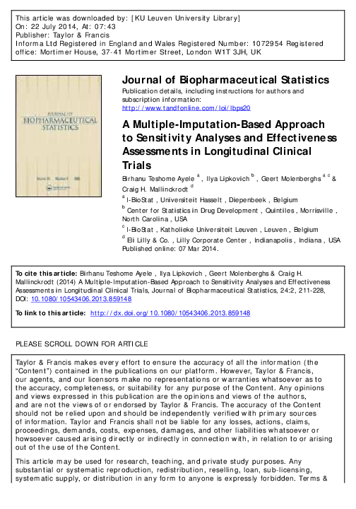 (PDF) Assessing Drug Effectiveness with Multiple Imputation in Trials
