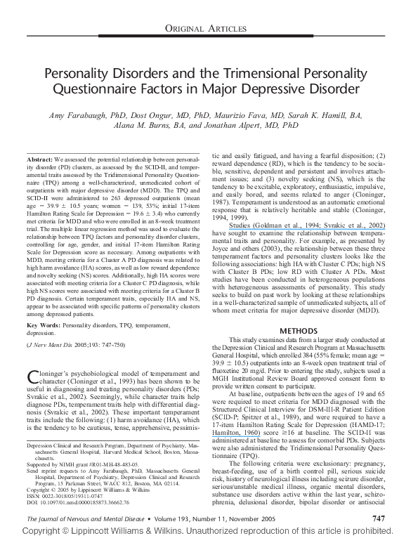 (PDF) Personality disorders and the trimensional personality ...