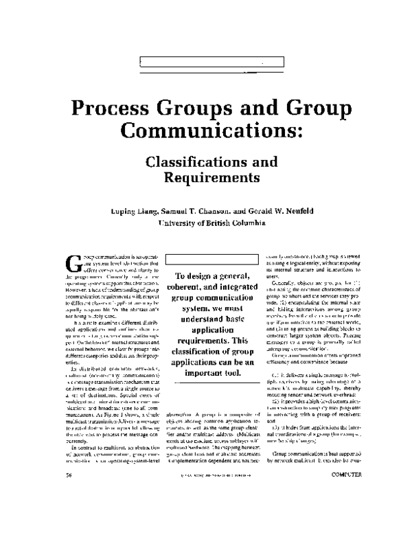 (PDF) Process groups and group communications: classifications and ...