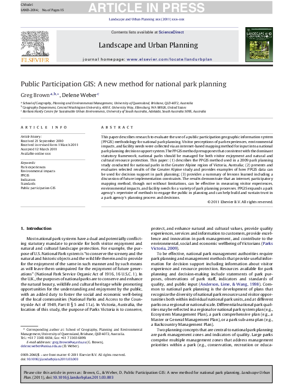 (PDF) Public Participation GIS: A new method for national park planning