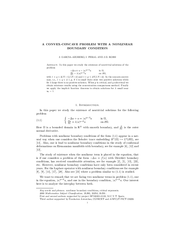 (PDF) A convex–concave problem with a nonlinear boundary condition