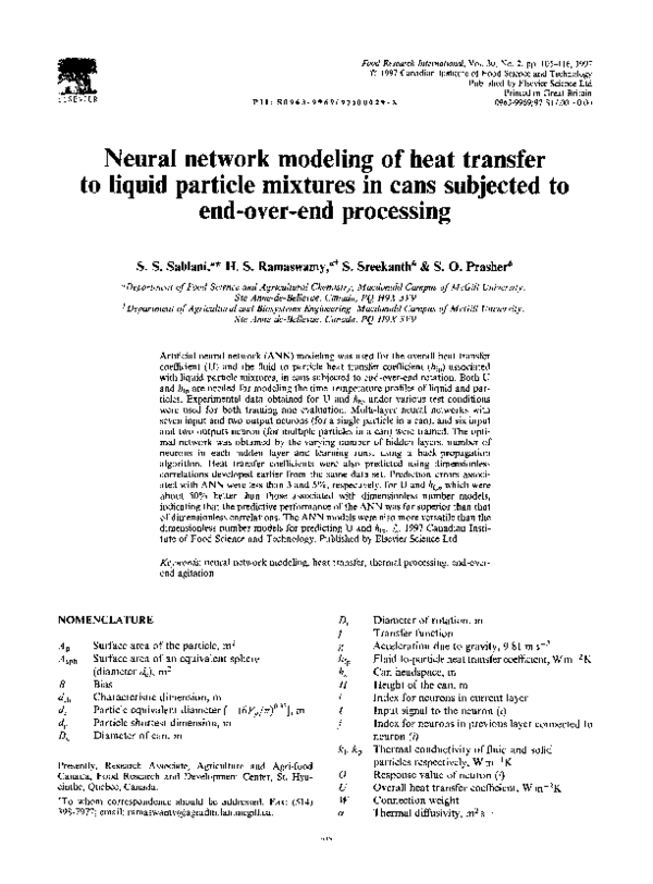 (PDF) Neural network modeling of heat transfer to liquid particle mixtures in cans subjected to ...