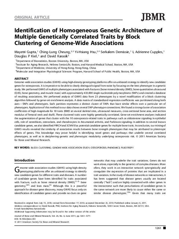(PDF) Identification of homogeneous genetic architecture of multiple ...