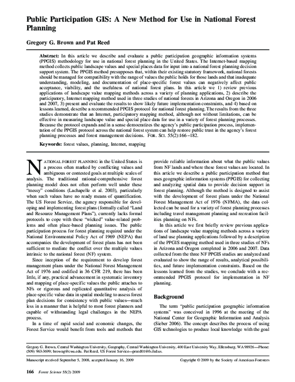 (PDF) Public Participation GIS: A New Method for Use in National Forest Planning