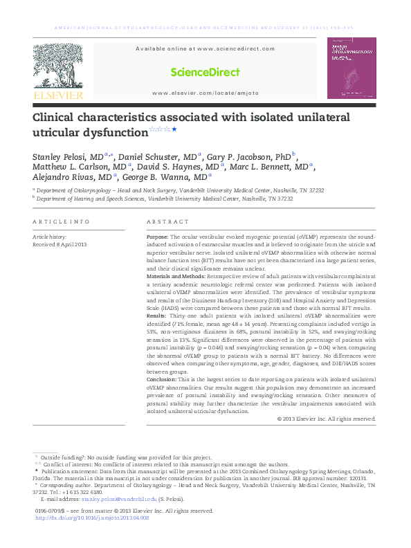 (PDF) Clinical characteristics associated with isolated unilateral ...