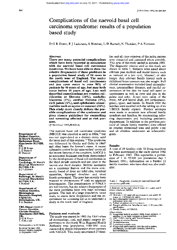(PDF) Complications of the naevoid basal cell carcinoma syndrome ...