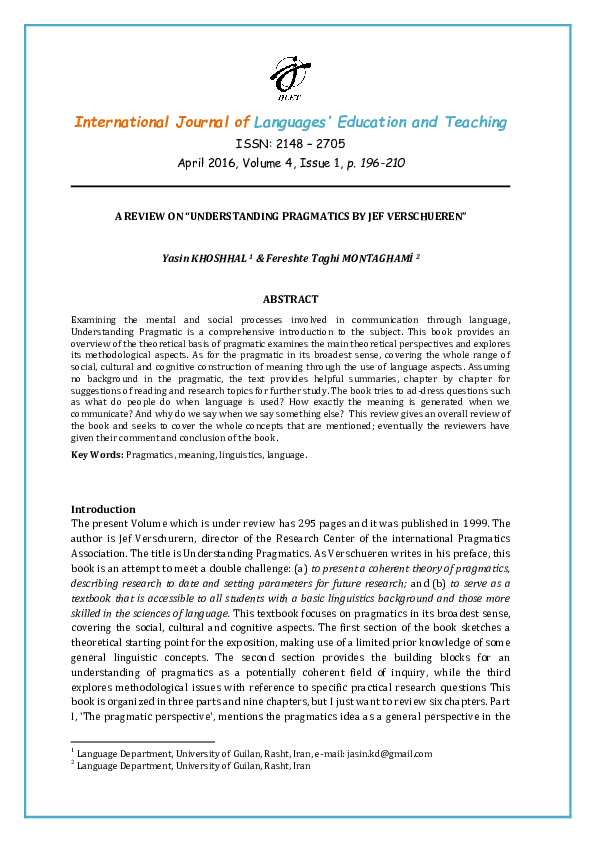 (PDF) International Journal of Languages' Education and Teaching A ...