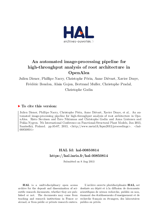 (PDF) An automated image-processing pipeline for high-throughput analysis of root architecture ...