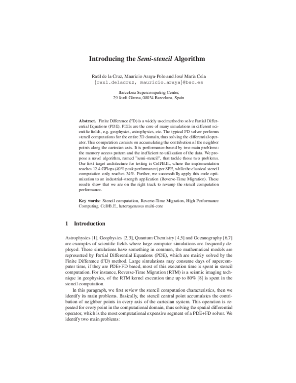 (PDF) Introducing the Semi-stencil Algorithm