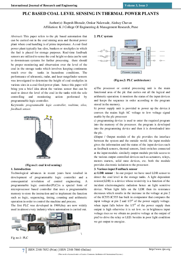(PDF) PLC BASED COAL LEVEL SENSING IN THERMAL POWER PLANTS