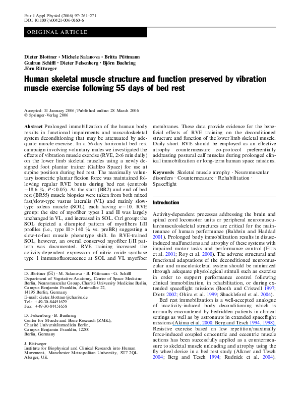 (PDF) Human skeletal muscle structure and function preserved by ...
