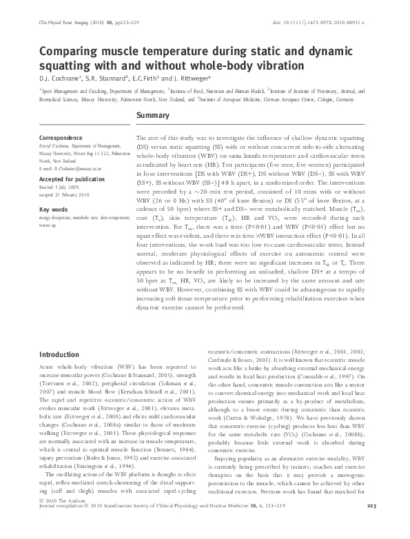 (PDF) Comparing muscle temperature during static and dynamic squatting ...