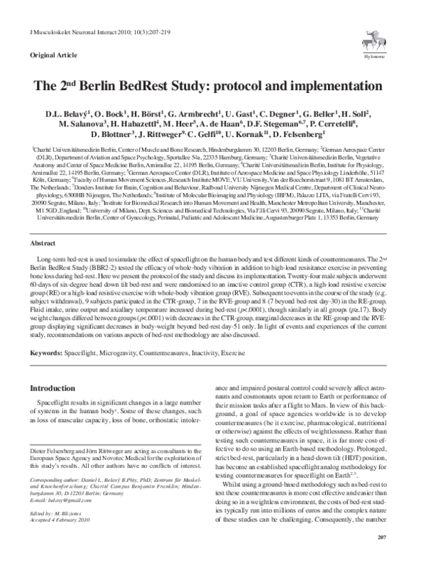(PDF) The 2nd Berlin BedRest Study: protocol and implementation | G ...