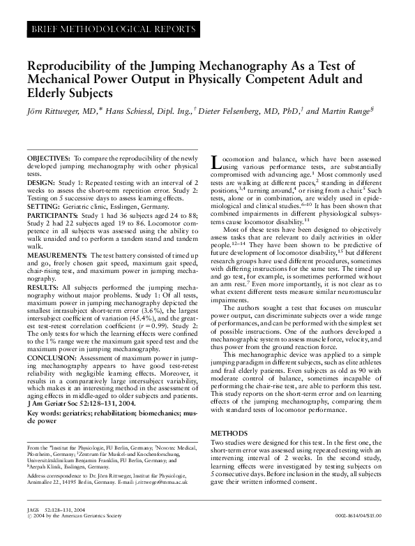 (PDF) Reproducibility of the Jumping Mechanography As a Test of ...