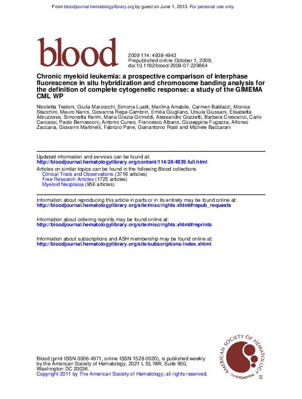 (PDF) Chronic myeloid leukemia: a prospective comparison of interphase ...