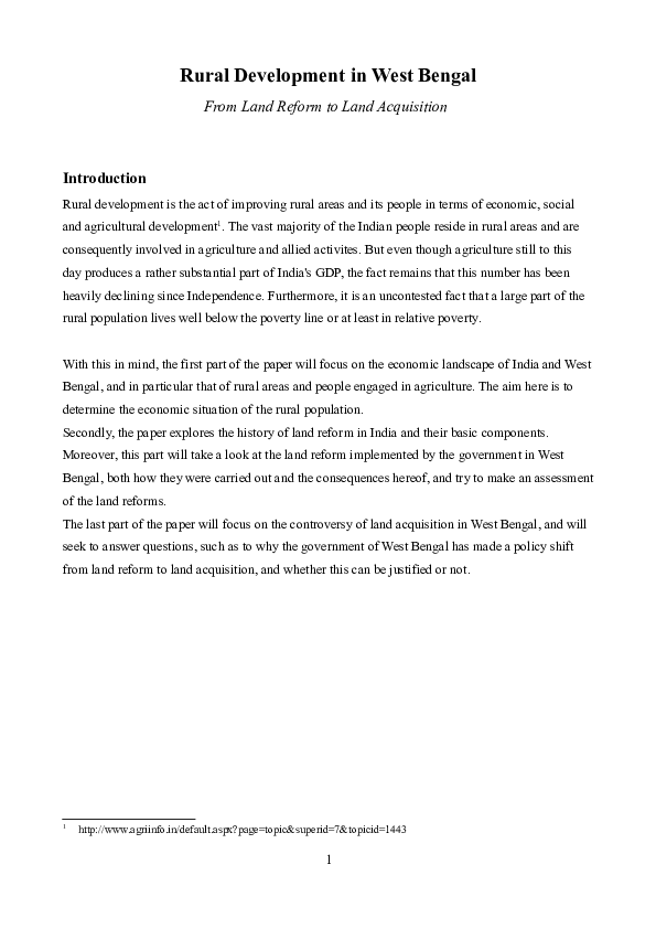 (DOC) Rural Development in West Bengal