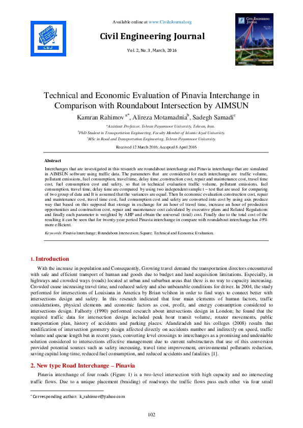 (PDF) Technical and Economic Evaluation of Pinavia Interchange in ...