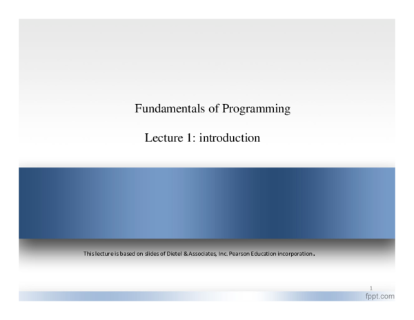 (PDF) Fundamentals of Programming Lecture 1: introduction