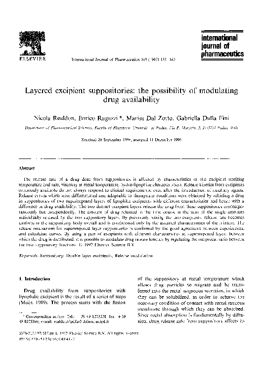 (PDF) Layered excipient suppositories: The possibility of modulating ...