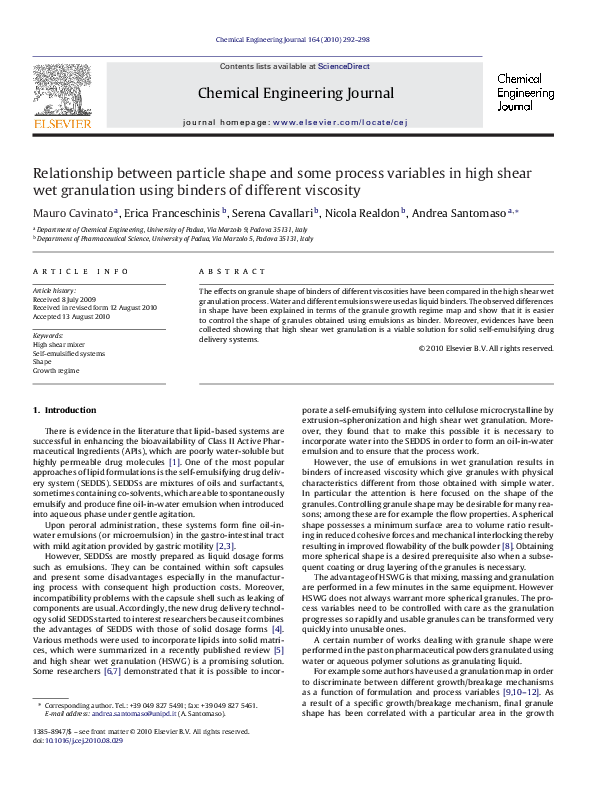 Pdf Relationship Between Particle Shape And Some Process Variables In
