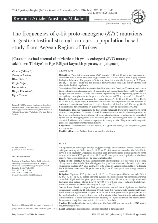 (PDF) The frequencies of c-kit proto-oncogene (KIT) mutations in ...
